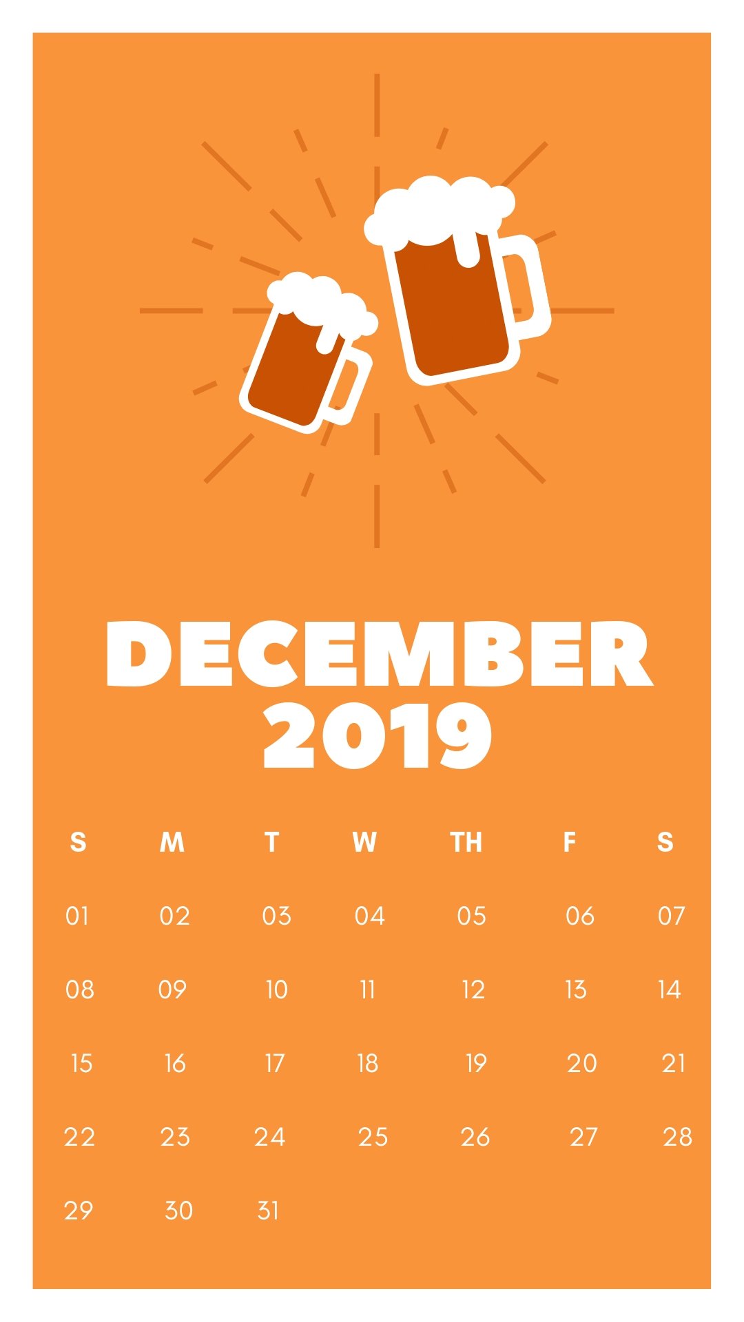 December 2019 Iphone Calendar - Calendar December 2019 Orange ...
