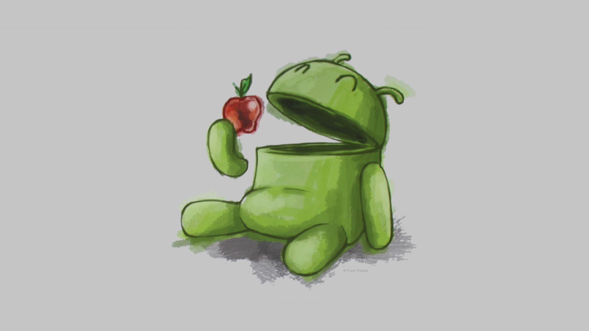 Android, Apple, Cartoon - Android Eats Apple - 1920x1080 Wallpaper ...