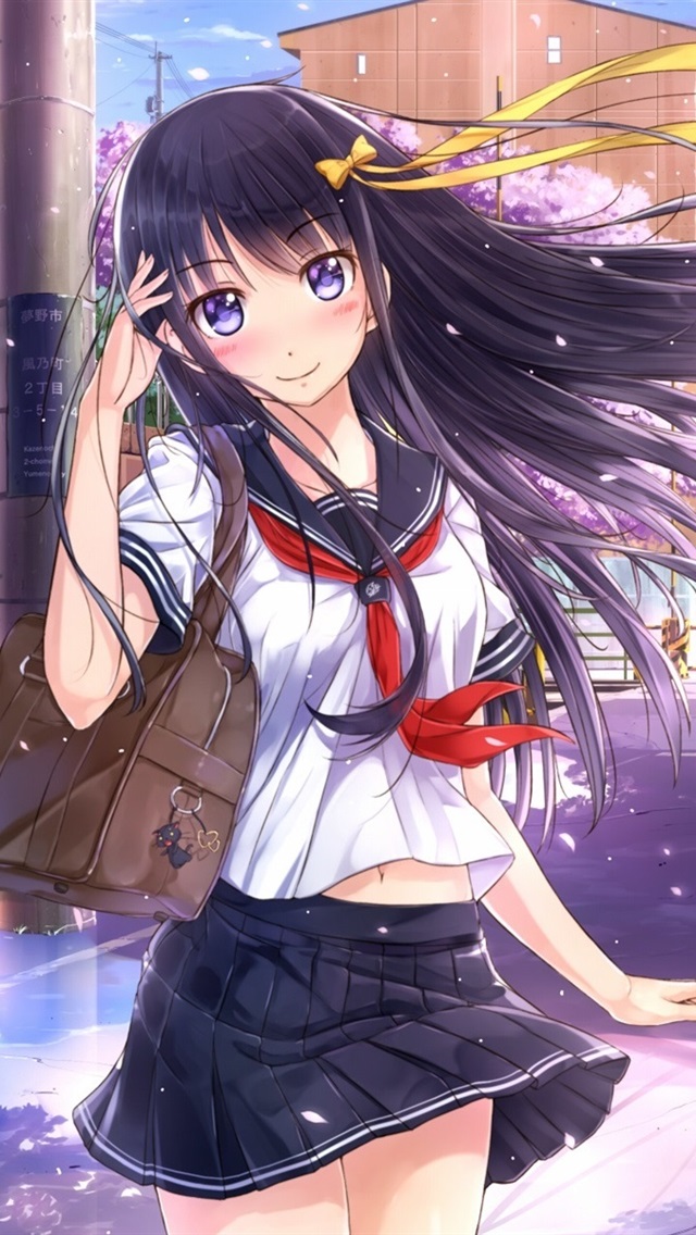 Hentai School Girl Hd 640x1136 Wallpaper