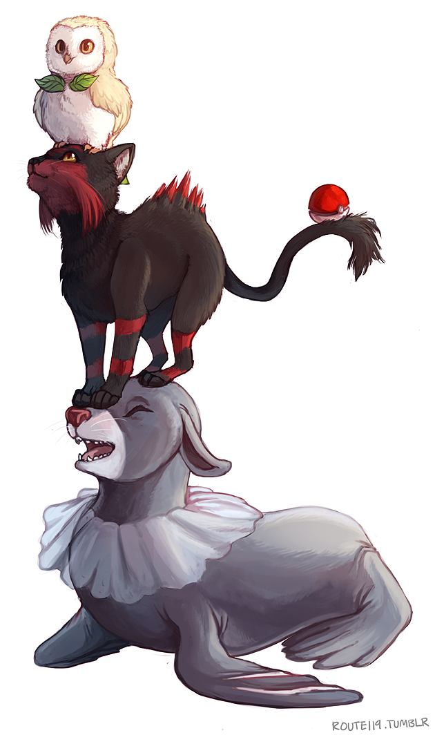 Anime, Route119, Pokémon, Popplio, Litten, Rowlet, - Rowlet Litten ...