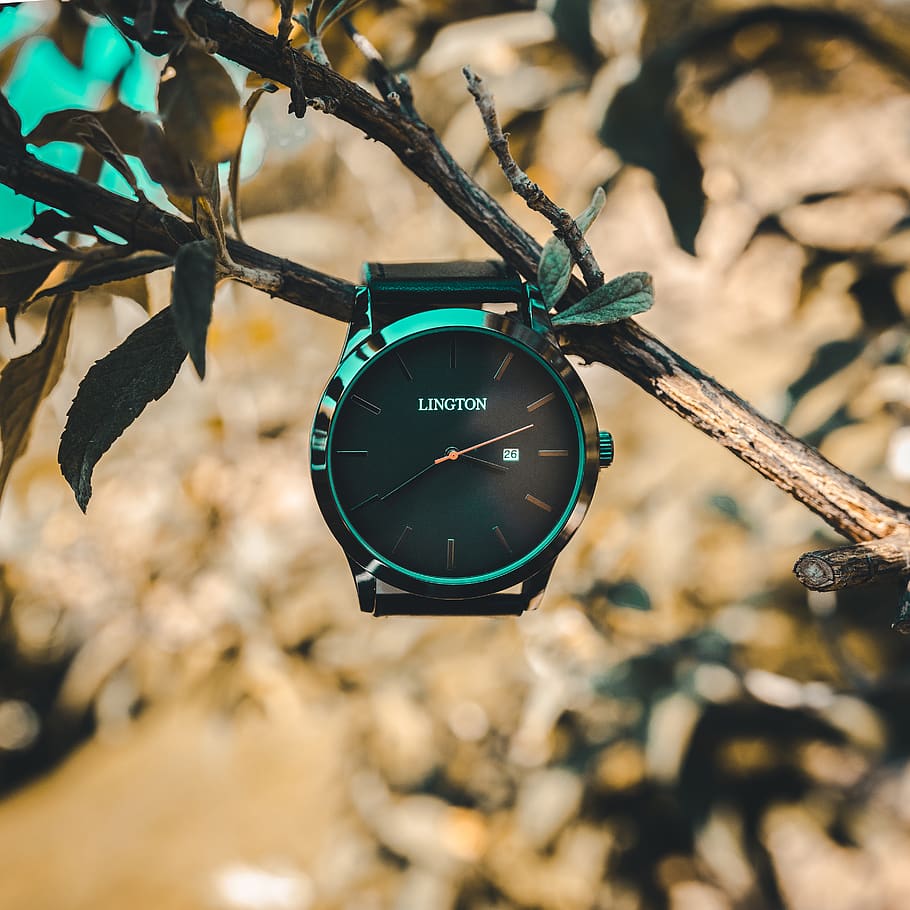 Black Lington Analog Watch With Black Leather Strap, - Watch Wallpaper ...