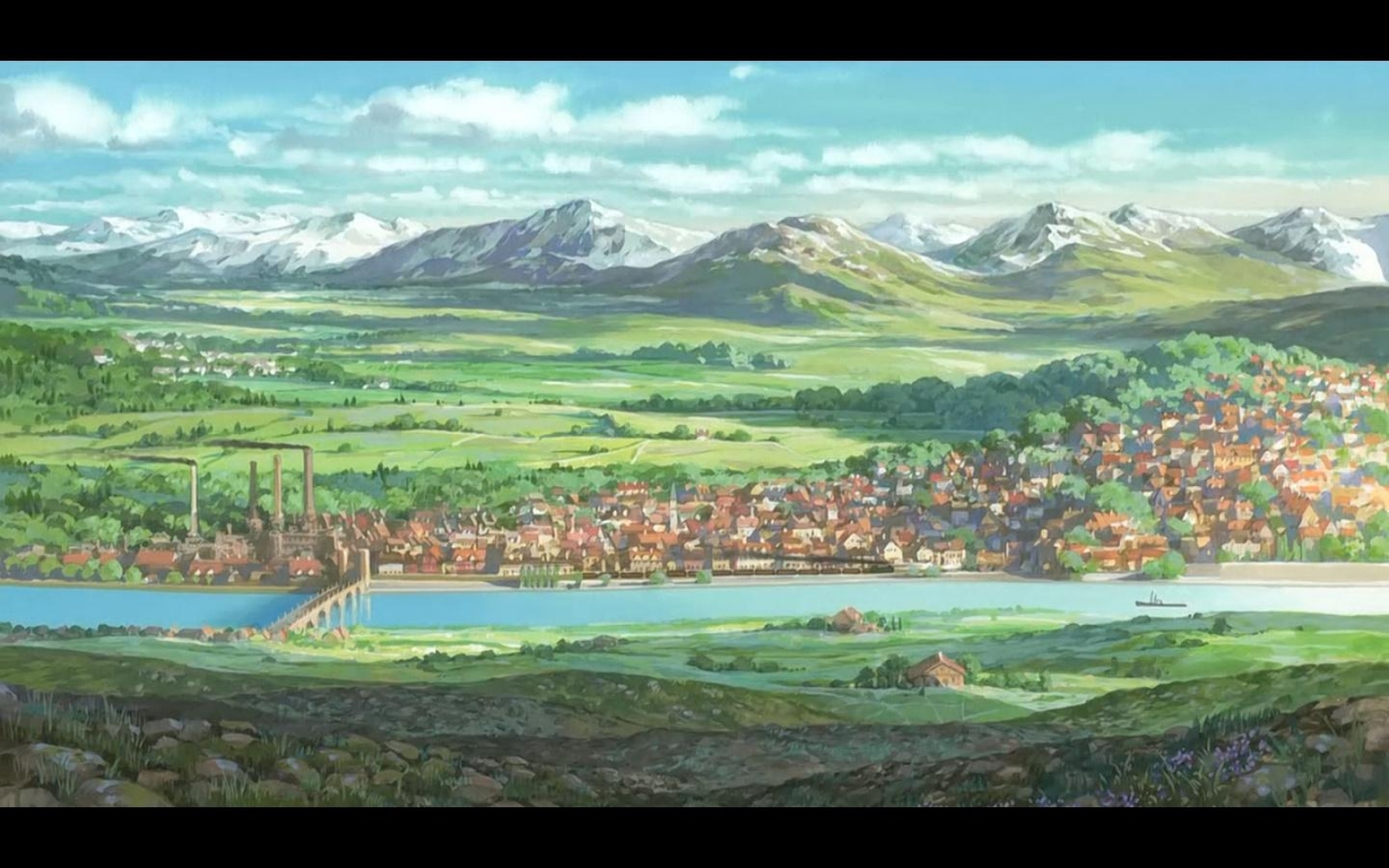 Howl Moving Castle City - Miyazaki Landscape - 2560x1600 Wallpaper ...