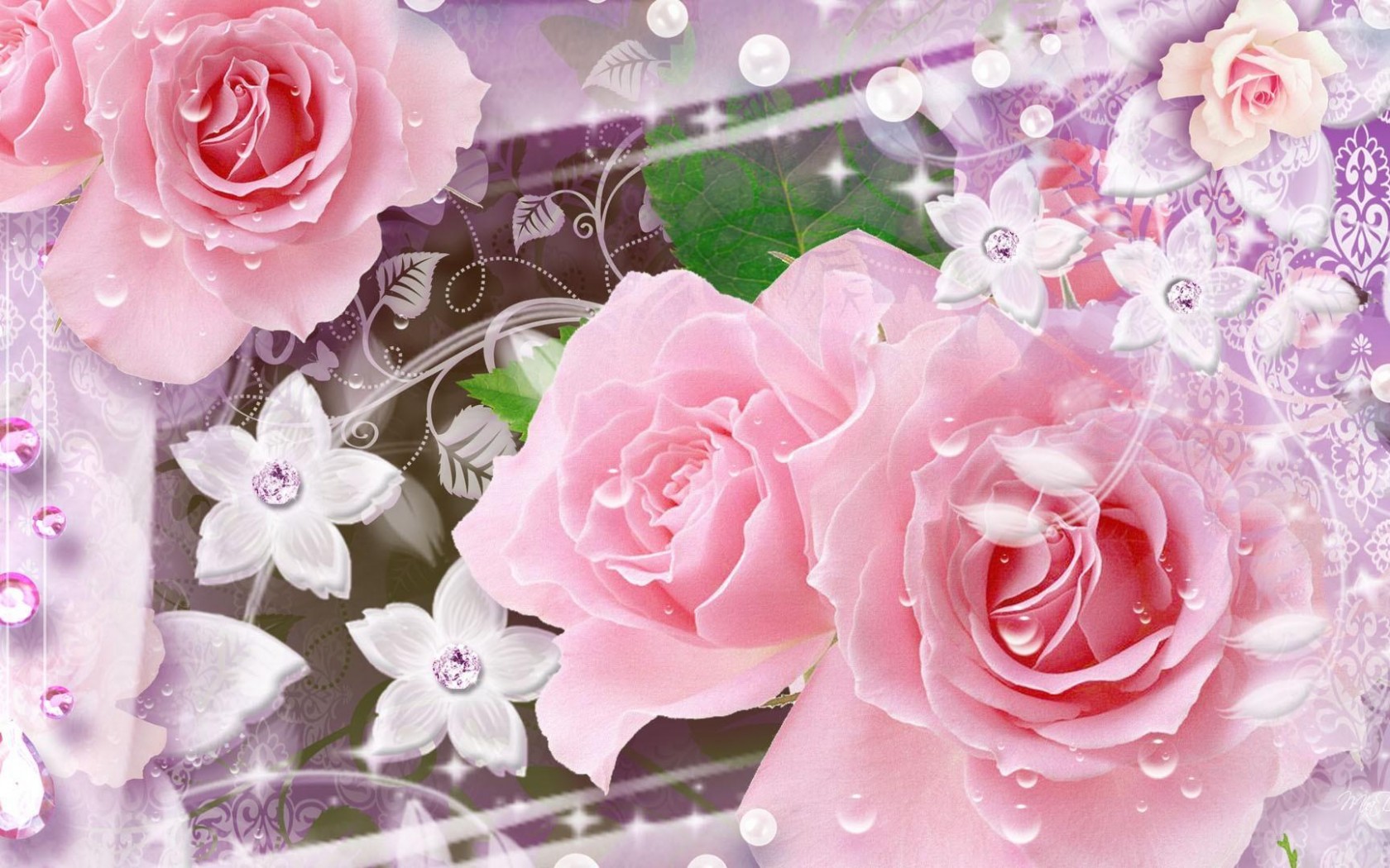 Pink Glitter Flower Wallpaper