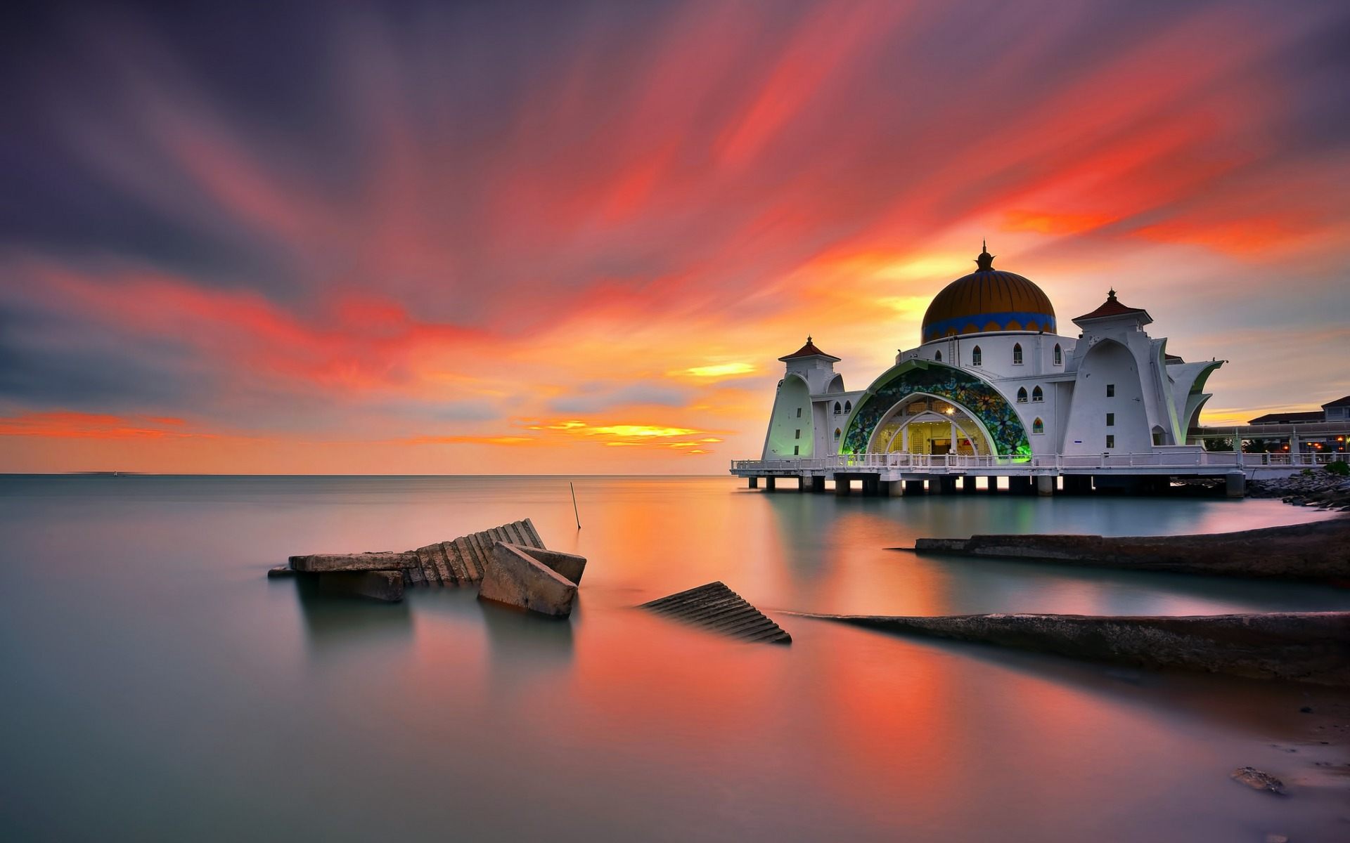 Masjid Selat Melaka Malaysia Islamic Hd Wallpapers - Malacca City ...