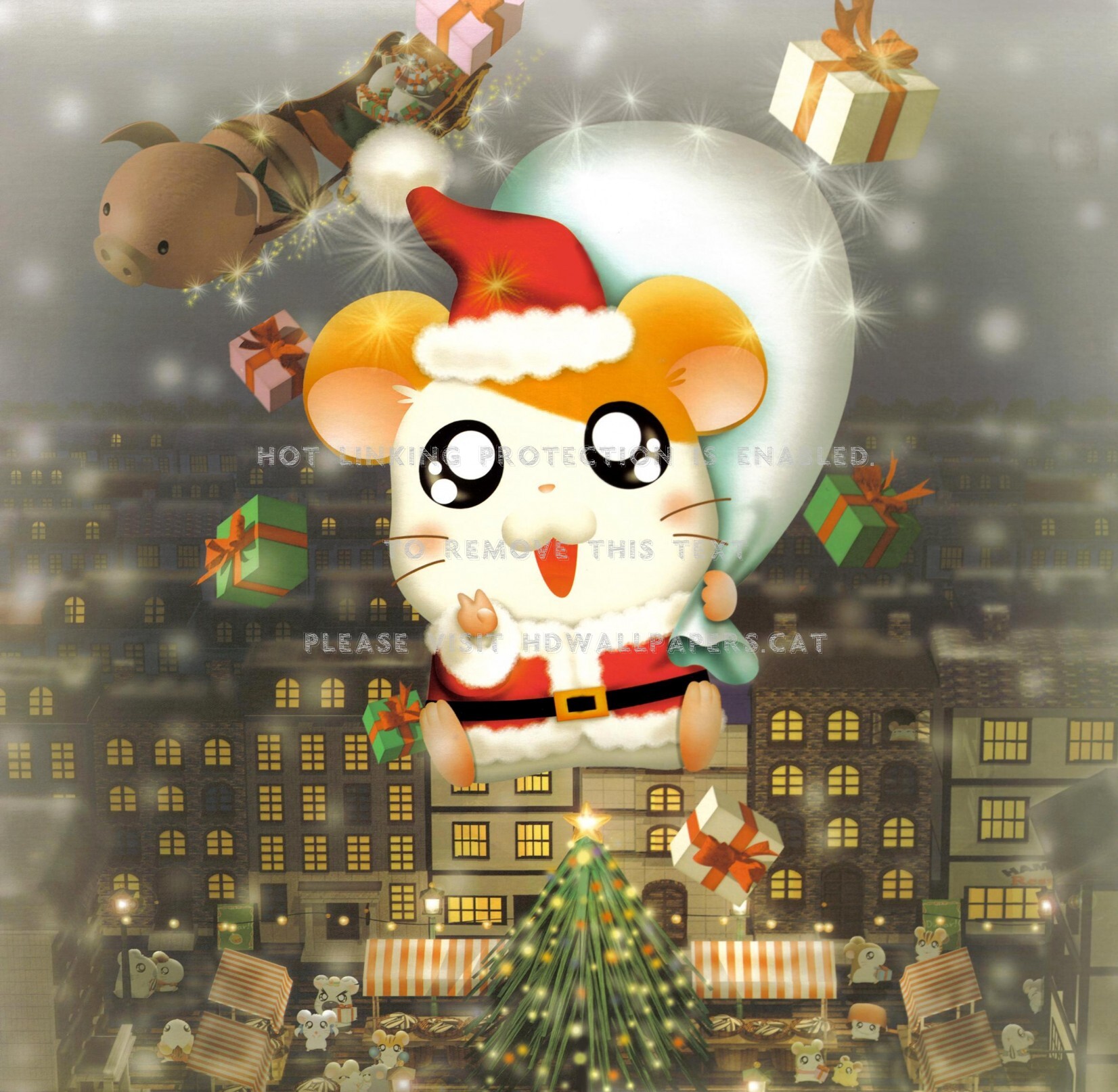 Christmas Hamtaro Hamster Cartoon Anime - Hamtaro Christmas - 1652x1615 ...