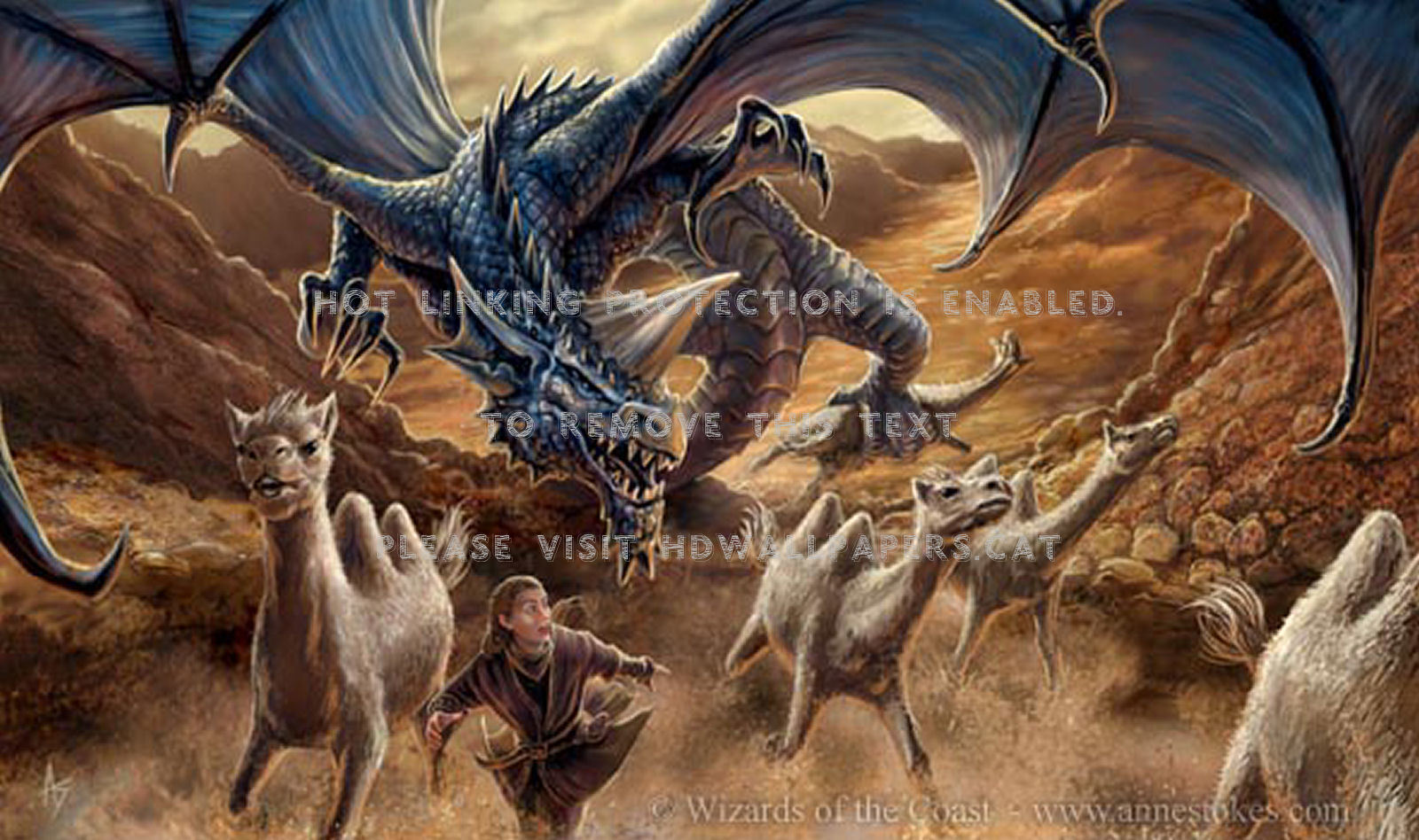 Camel Clutch Dragon Anne Stokes Fantasy - Blue Dragon In A Desert ...