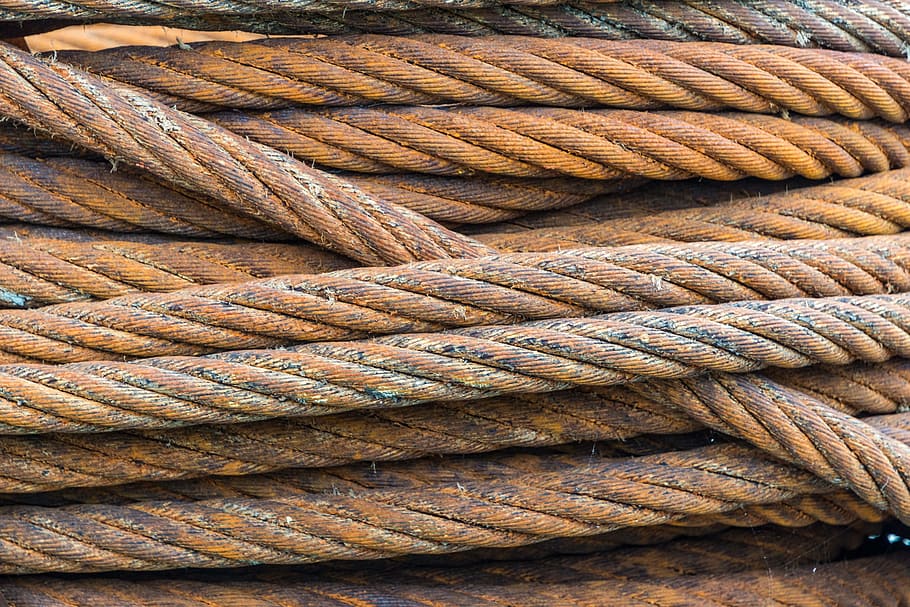 Pile Of Brown Ropes, Wire Rope, Rust, Industry, Heavy, - 910x607 ...