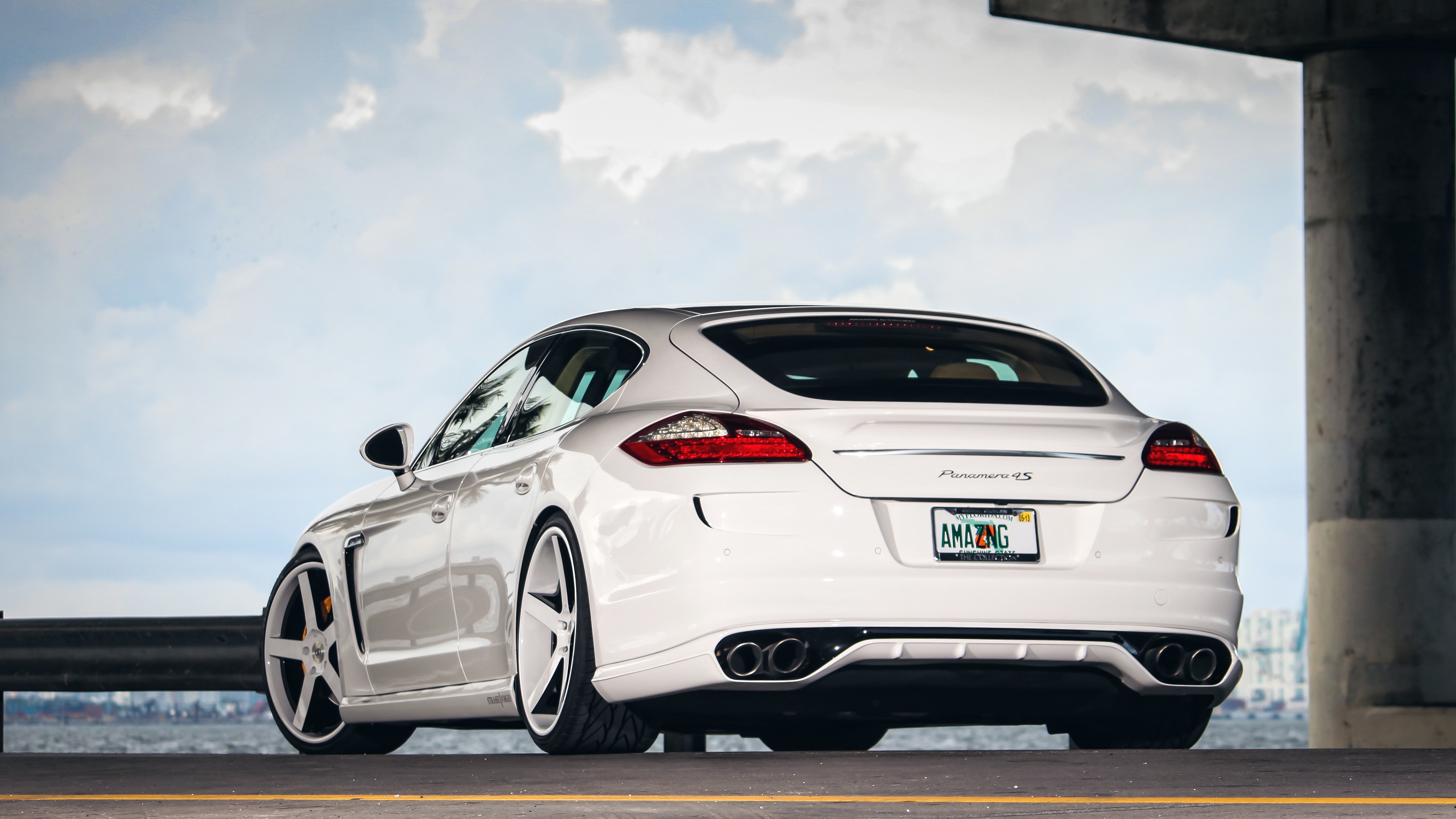 Wallpaper Porsche, Panamera, Rear View, White, Auto - Porsche Panamera ...