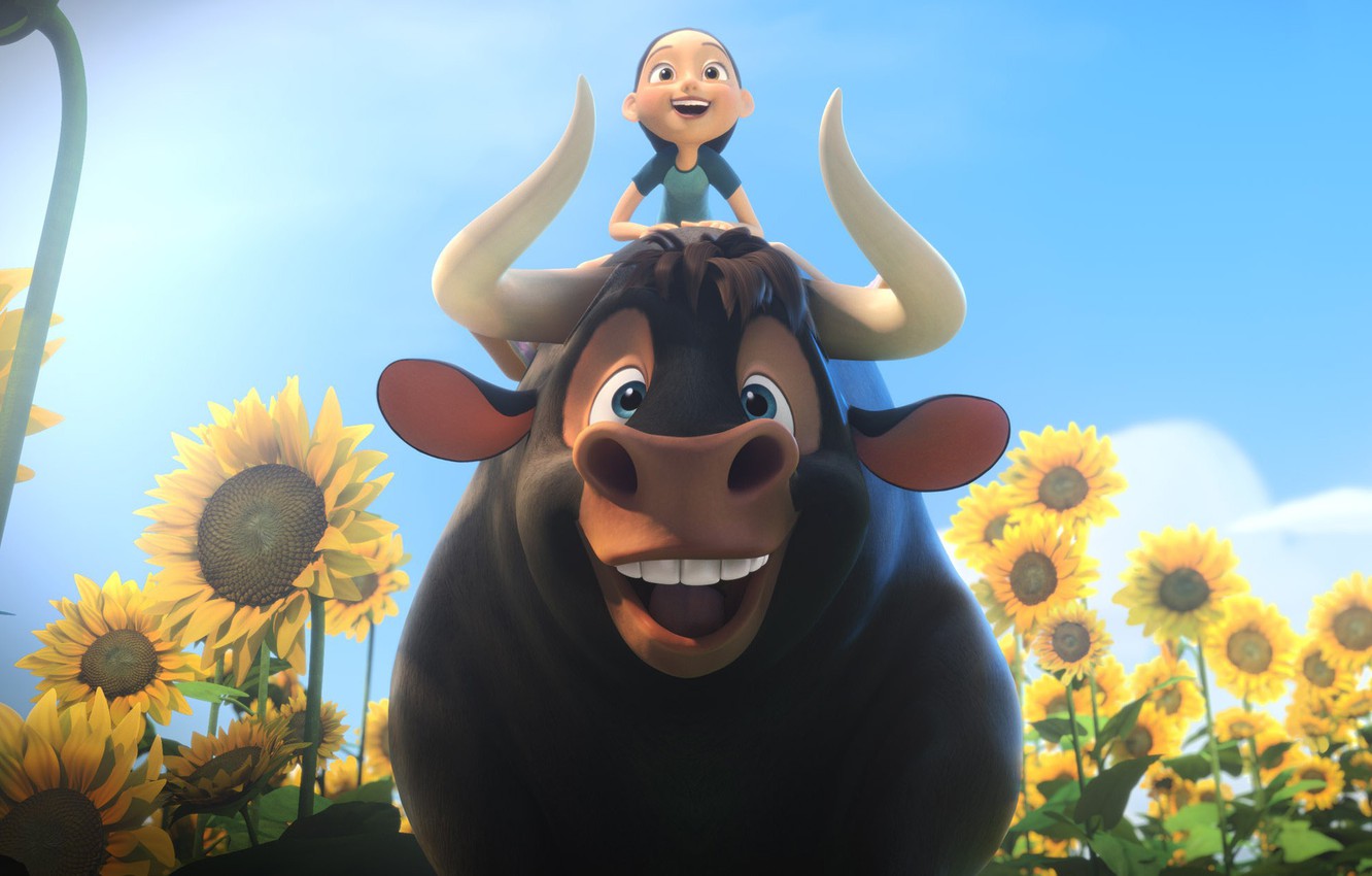 Photo Wallpaper Girl, Flower, Bull, Friends, Animated - 1332x850 ...