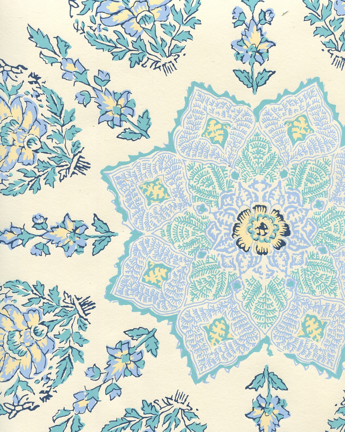 Quadrille Persepolis Wallpaper Celeste/blue On Off - Motif - 1200x1500 ...