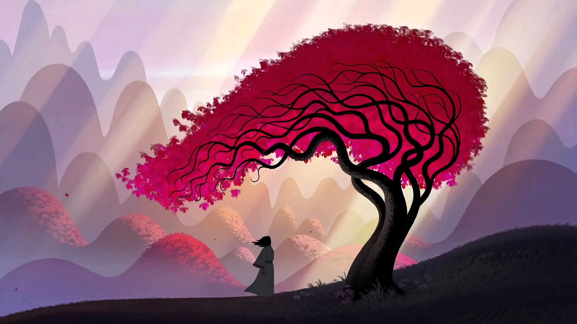 Red Tree Wallpaper - 1920x1080 Wallpaper - teahub.io