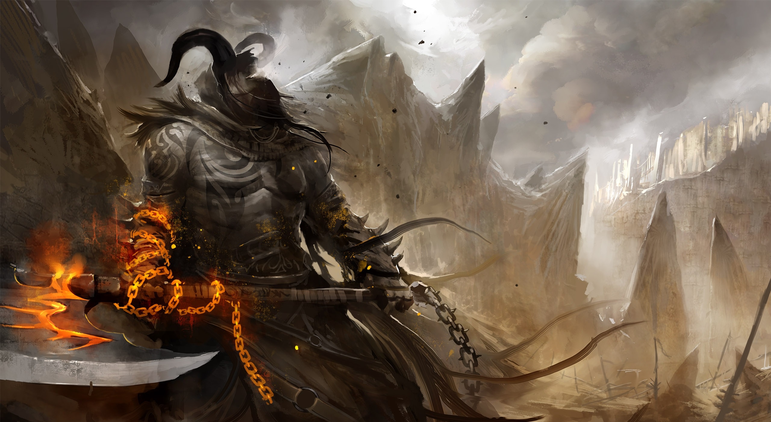 Viking Warriors Wallpaper - Chained Warrior - 2560x1401 Wallpaper ...
