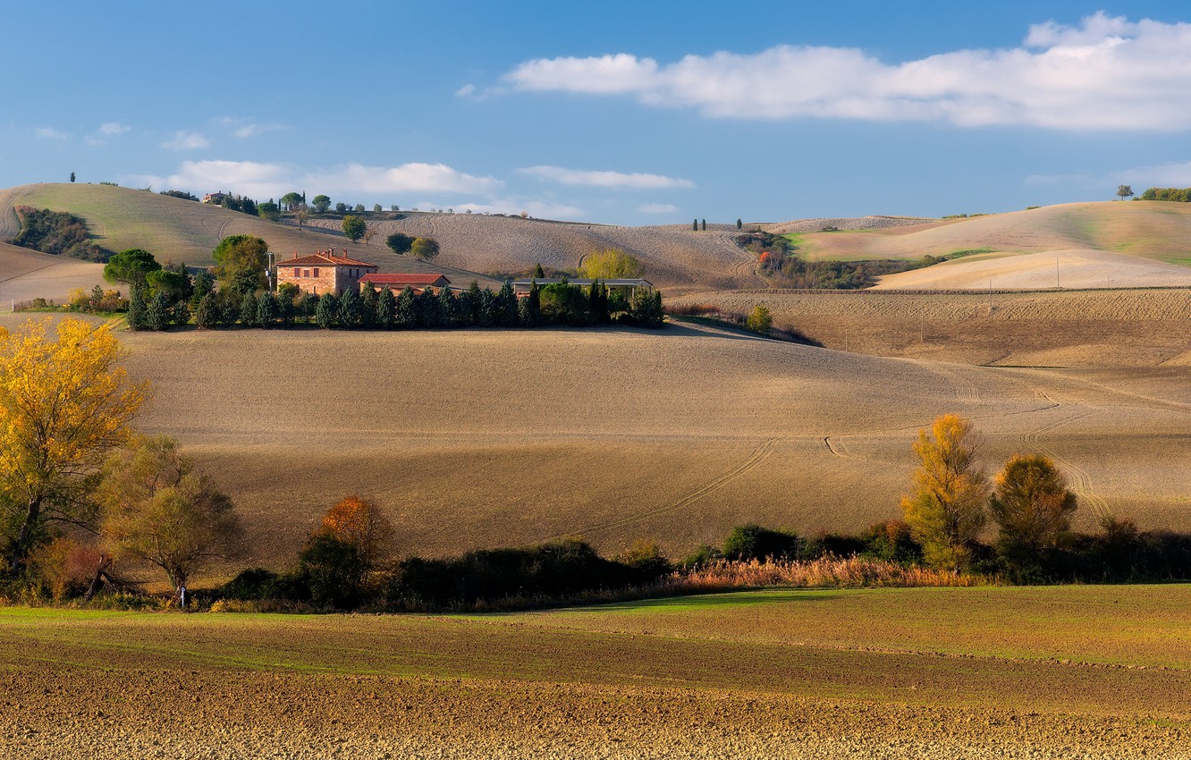 Photo Wallpaper Field, Autumn, Clouds, Trees, Nature, - Rural Area ...