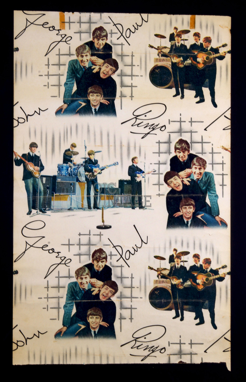 The Beatles 1965 Wallpaper Sample Cut Out - Beatles Wallpaper 1964 ...