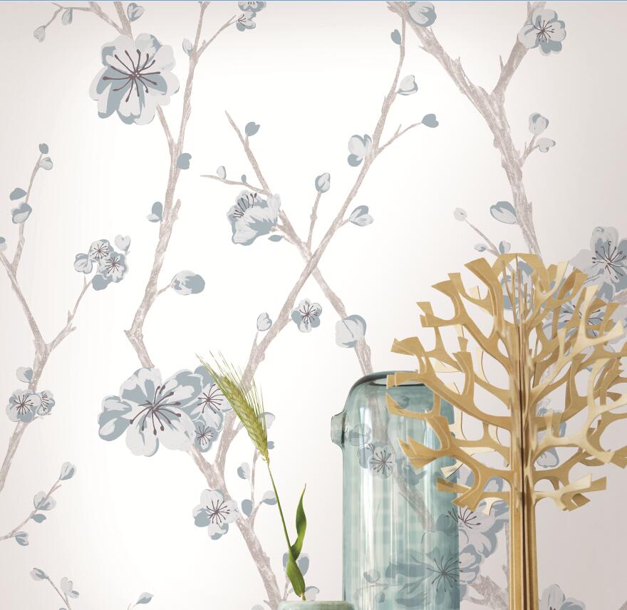 Graceful Plum Blossom Oriental Style Non-woven Wallpaper - Motif ... Graceful Plum Blossom Oriental Style Non-woven Wallpaper - Motif ...