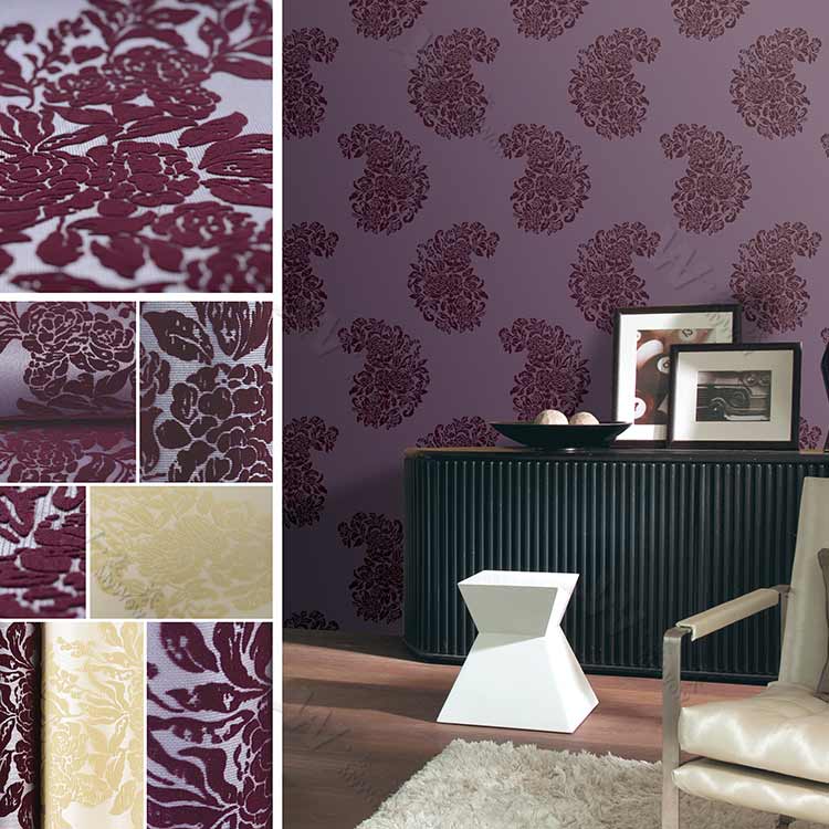 Noble Fashion Floral Design Home Decoration Flocking - Wallpaper ...