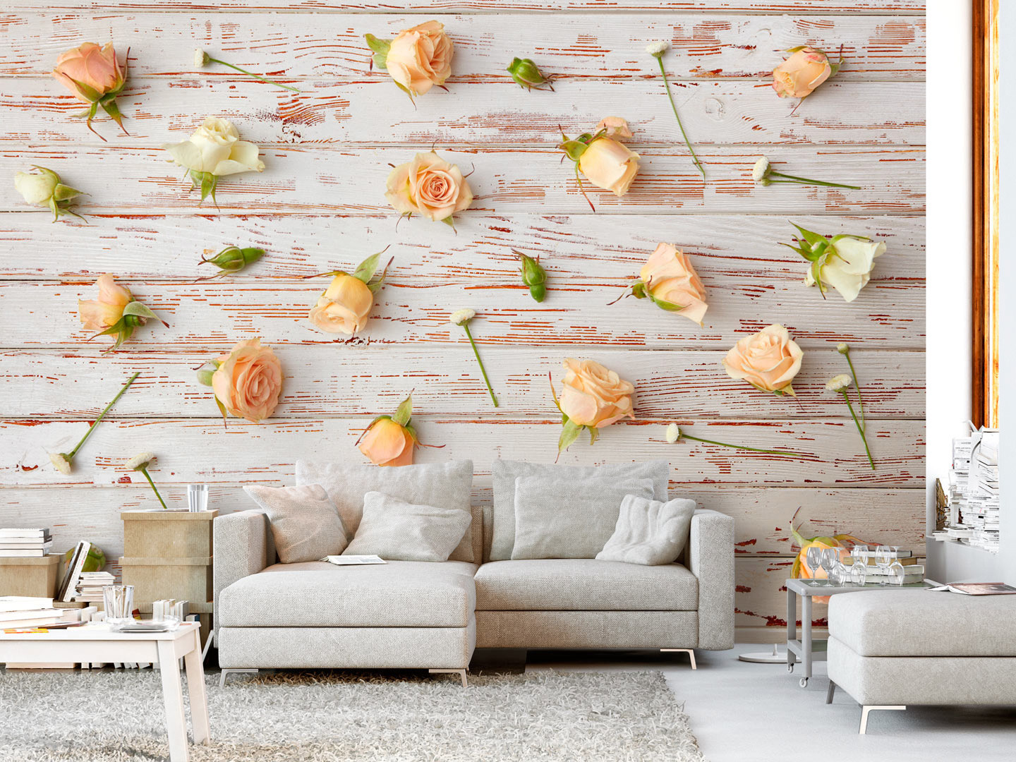 Wall Mural Wood & Roses - Wallpaper - 1440x1080 Wallpaper - teahub.io