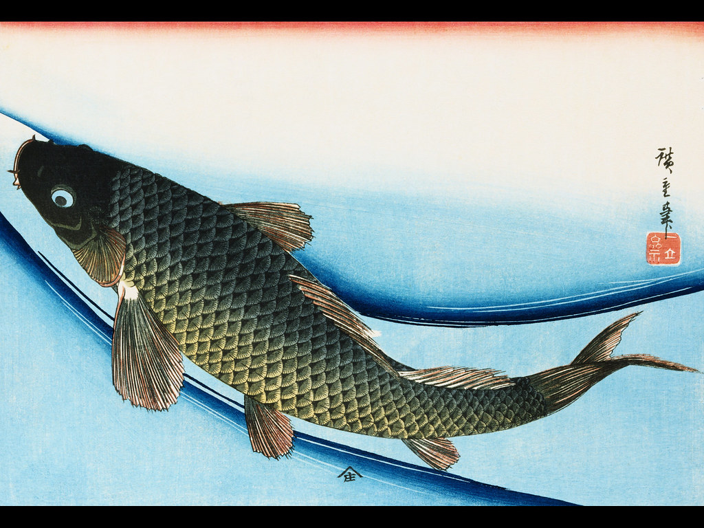 Japanese Art Fish Ukiyo E - 1024x768 Wallpaper - teahub.io