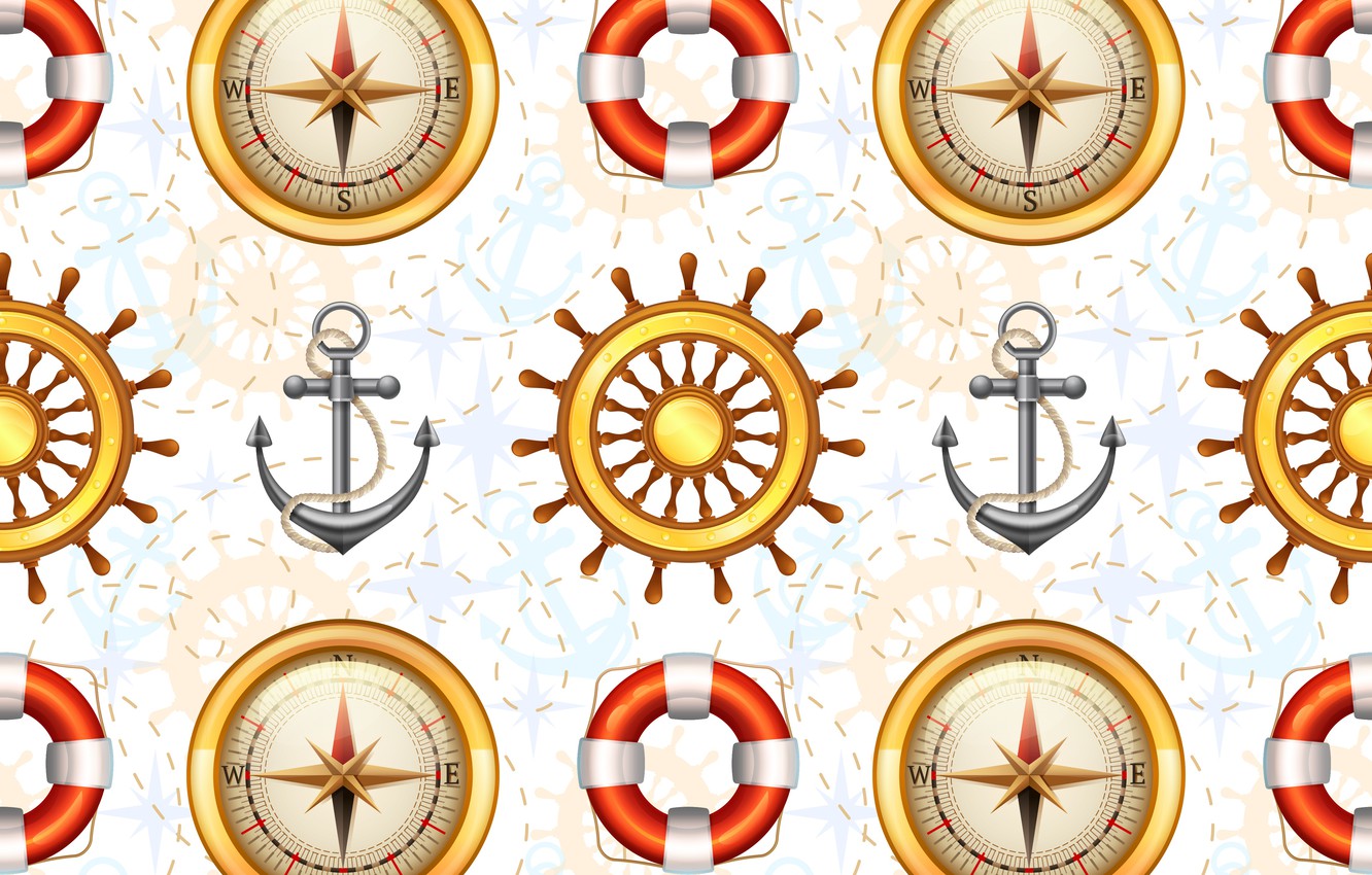 Photo Wallpaper Figure, Texture, Compass, Anchor - Illustration ...