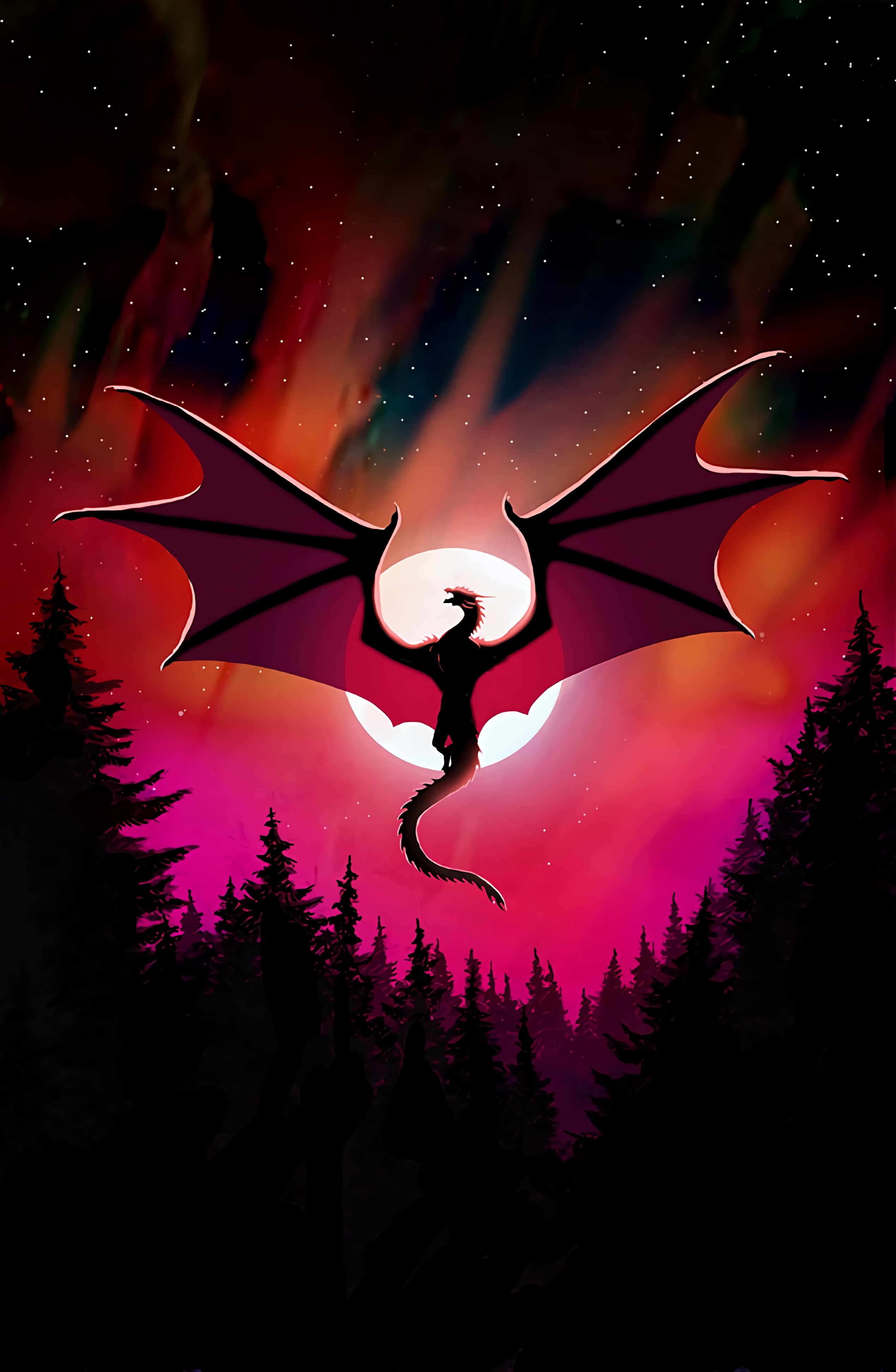 Wallpaper Dragon, Moon, Night, Dark, Art - Moon Dragon - 2540x3888 ...