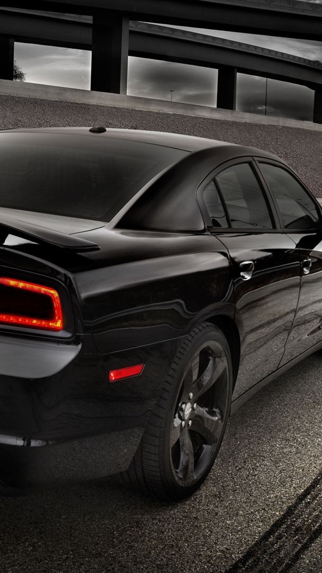 Dodge Charger, Black, Back View, Road, Cars - Dodge Charger Black Rear ...