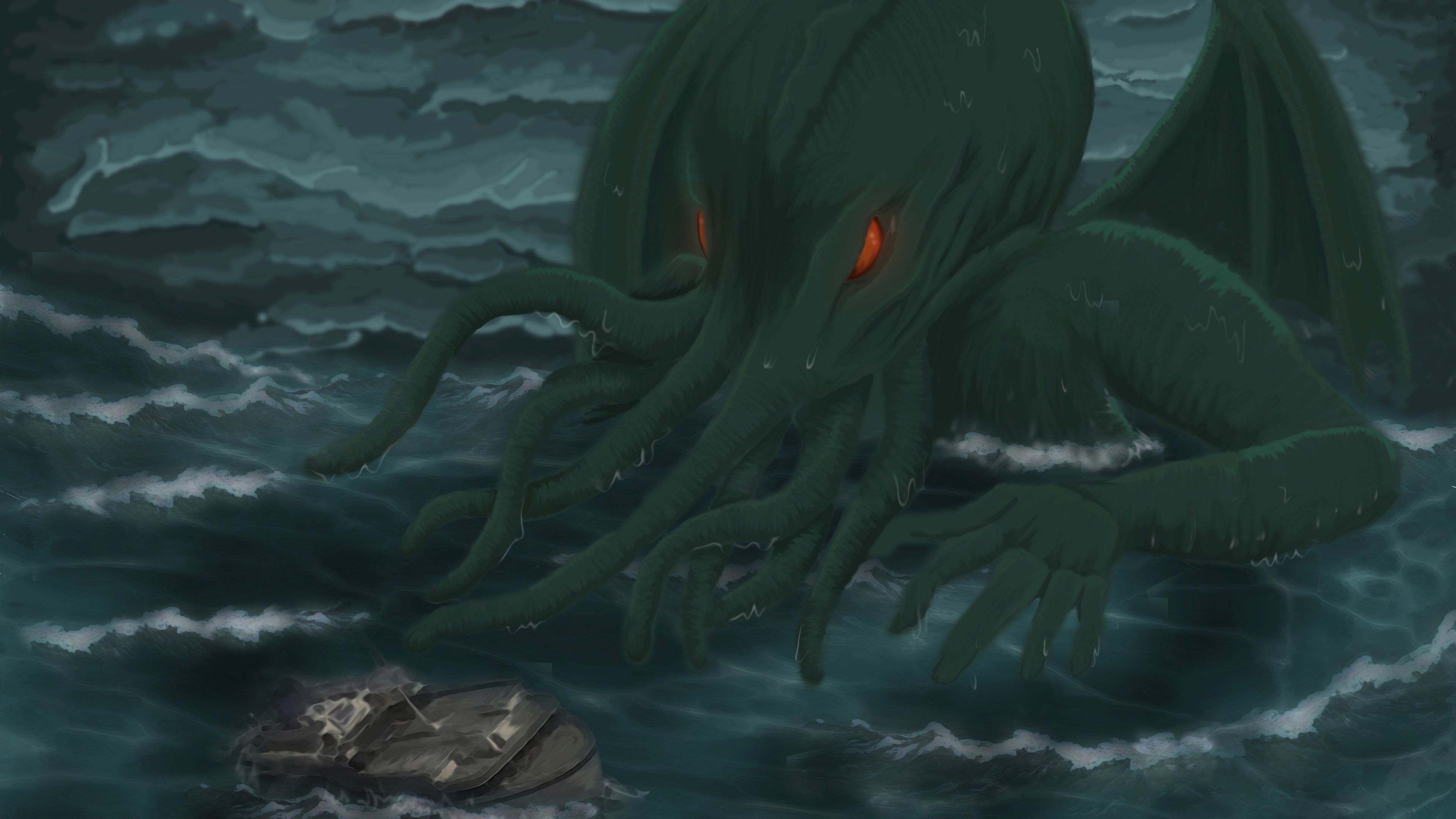 Cthulhu Looking At The Ship - Illustration - 3840x2160 Wallpaper ...