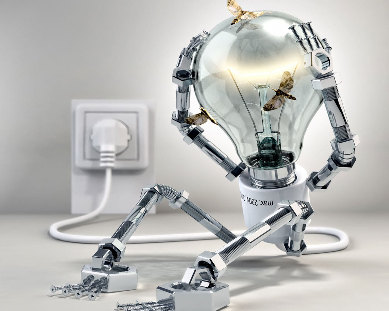 3d Bulb Robot - Electrical Background Images Hd - 1280x1024 Wallpaper ...