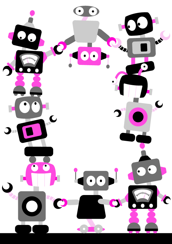 Robot Border Illustration - Frame Robot Page Border - 595x842 Wallpaper ...