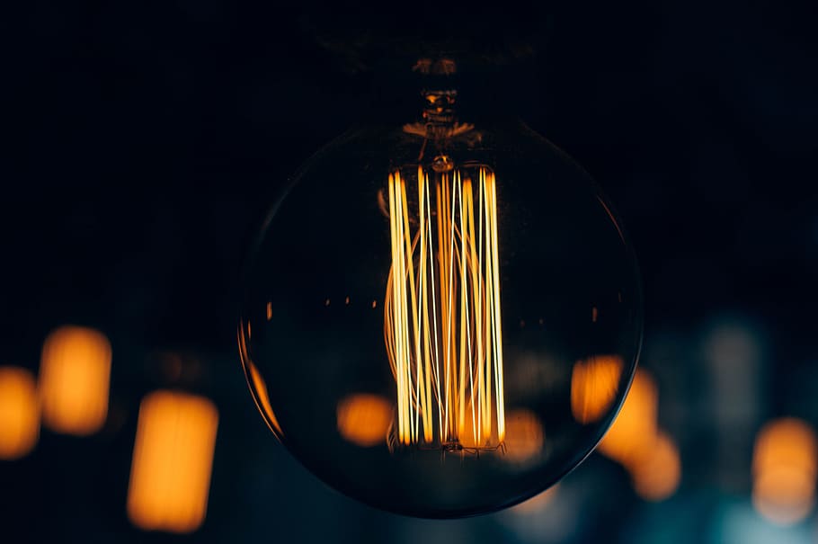 Lamp, Bulb, Light, Spark, Chandelier, Dark, Night, - Bulb Filament ...