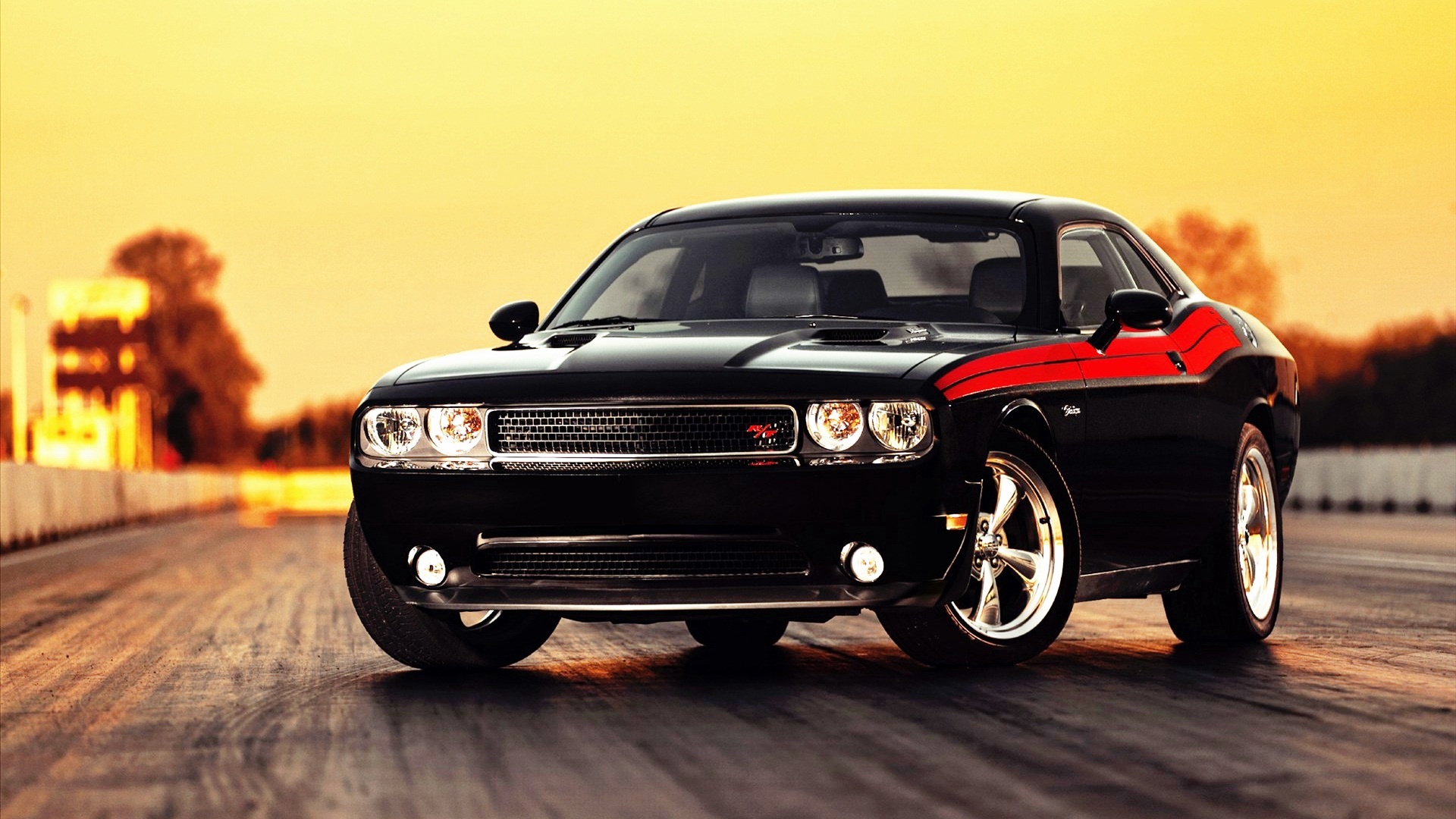 Wallpaper Dodge Challenger Sunset Highway - Dodge Challenger Hd ...