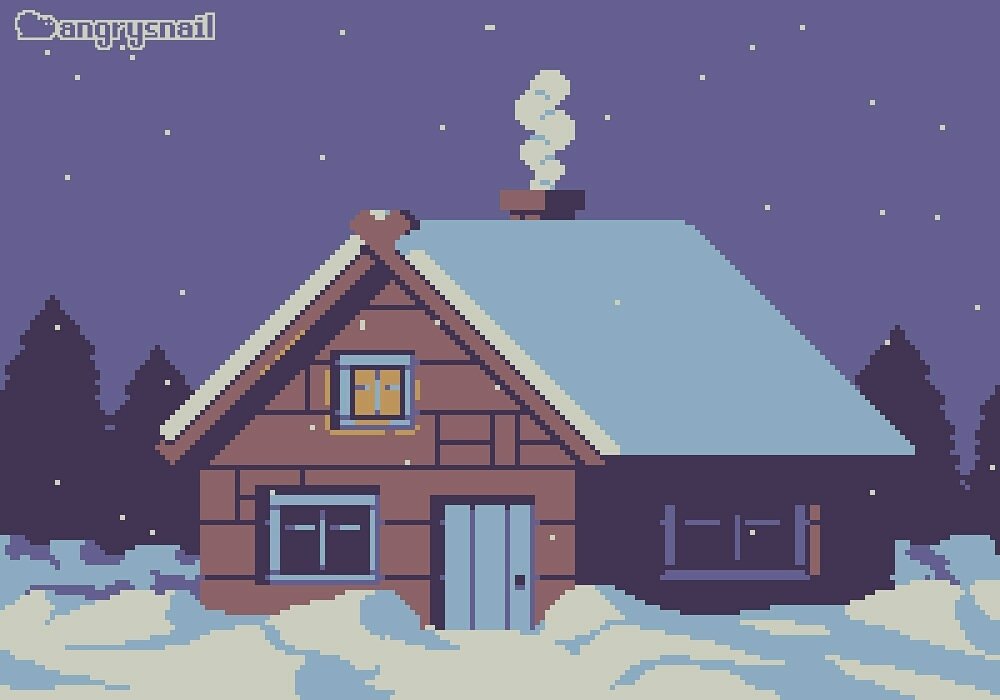 Snow Cabin Pixel Art - 1000x700 Wallpaper - teahub.io