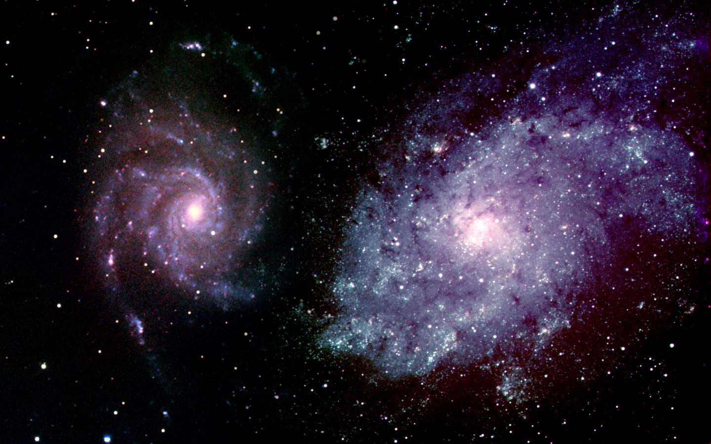 Images Of Galaxies M33 And M101 In This Composite Image - Blue Galaxy ...