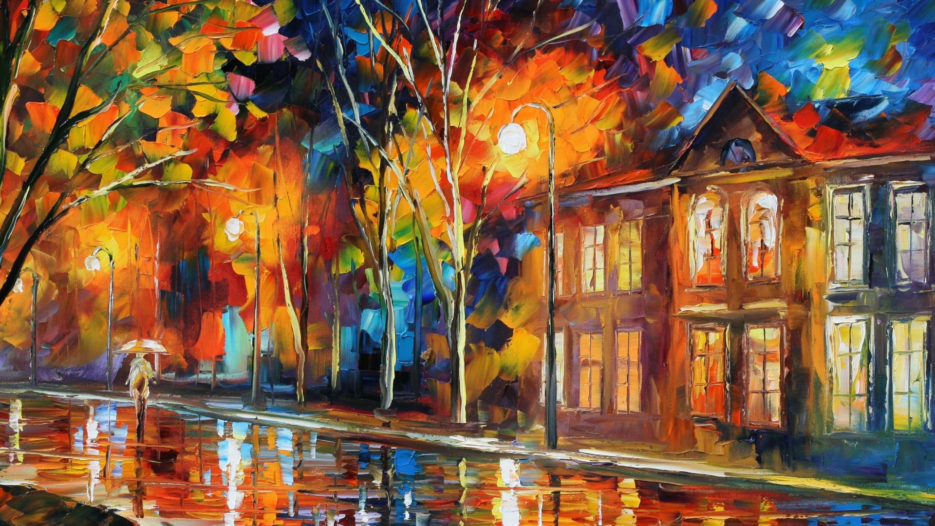 Hd Night Street Drawing - 1920x1080 Wallpaper - teahub.io