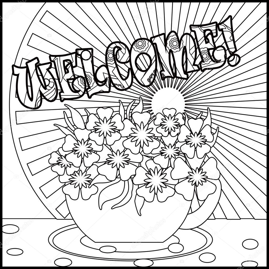 Welcome Drawing With Flowers - 1024x1024 Wallpaper - teahub.io