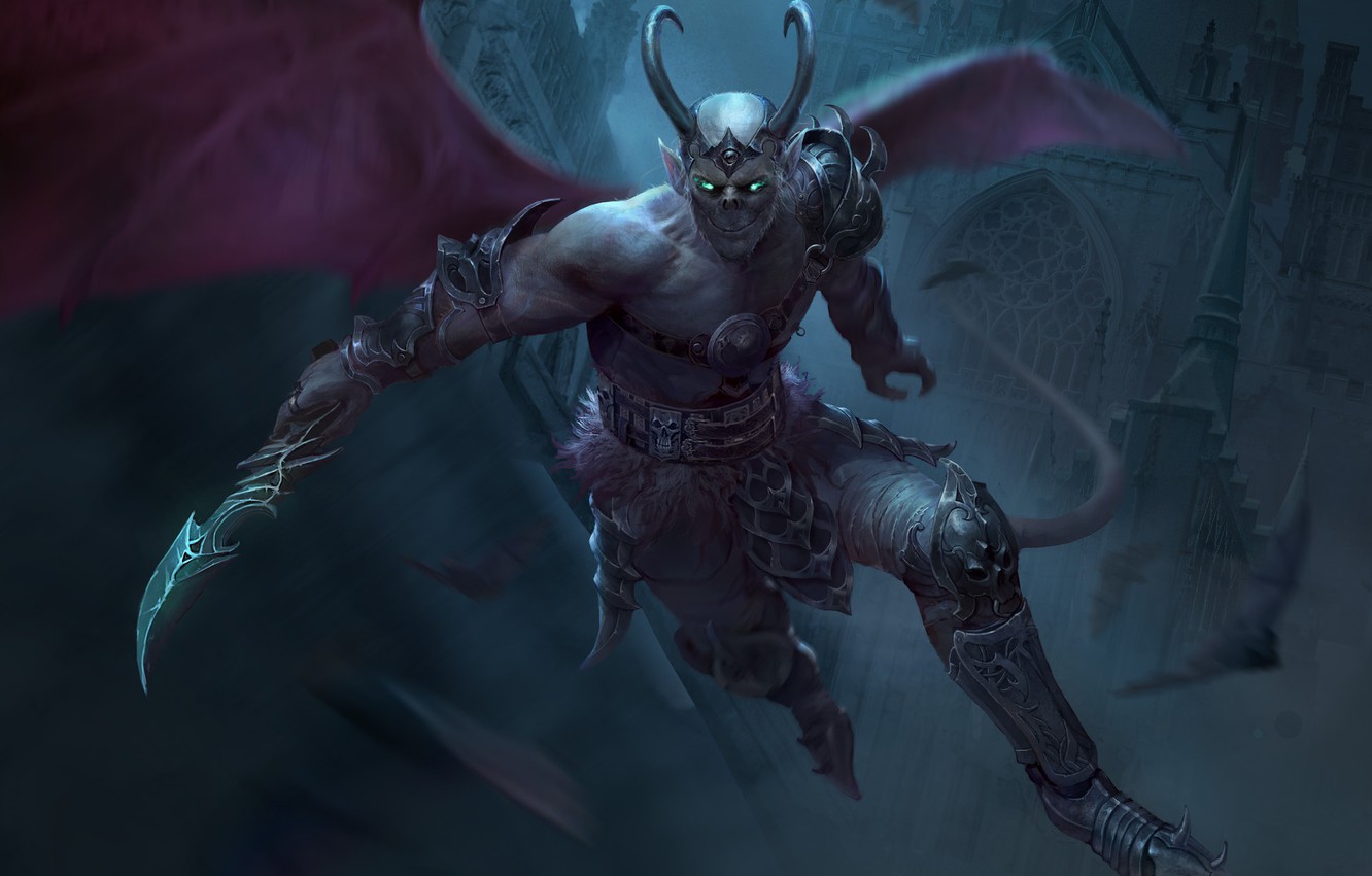 Photo Wallpaper Look, Flight, Wings, Art, Horns, Vampire, - Fondos De ...