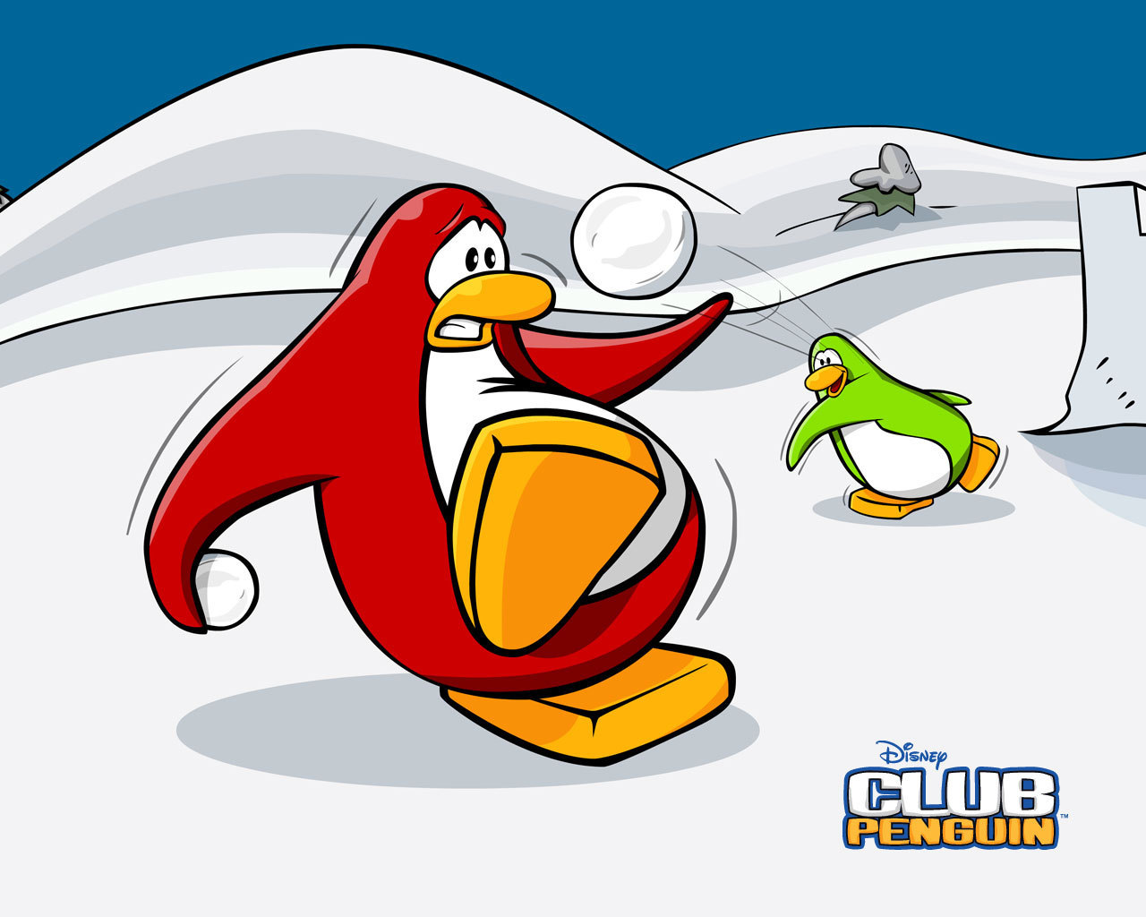 A Funny Snowball Fight - Club Penguin Throwing Snowball - 1280x1024 ...