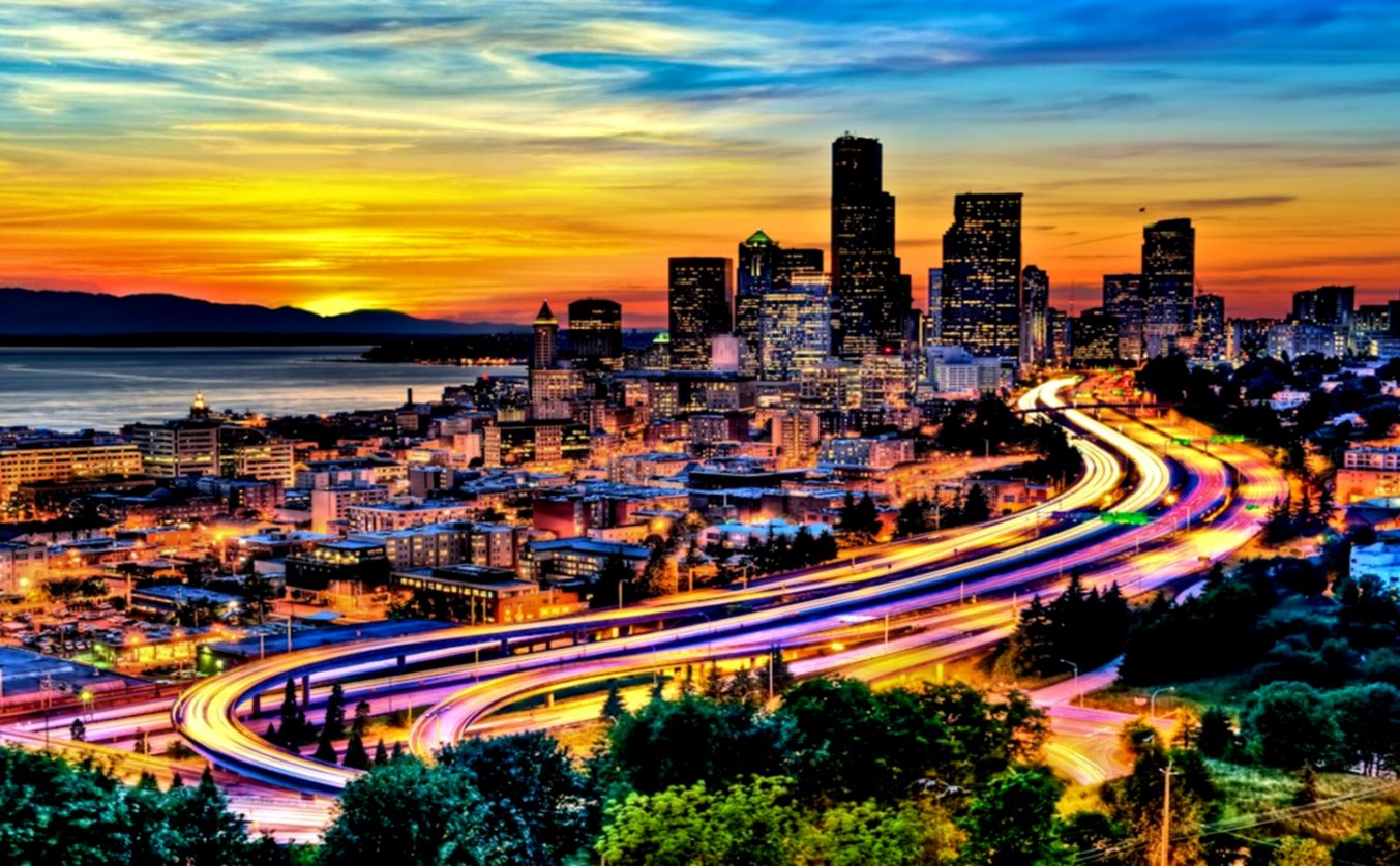 Seattle Wallpaper Hd Hd Wallpaper - Seattle Sunset - 1353x837 Wallpaper ...