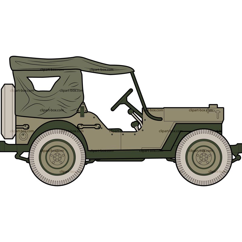 Willys Army Jeep Silhouette Clipart Vector - Side View Jeep Clipart ...