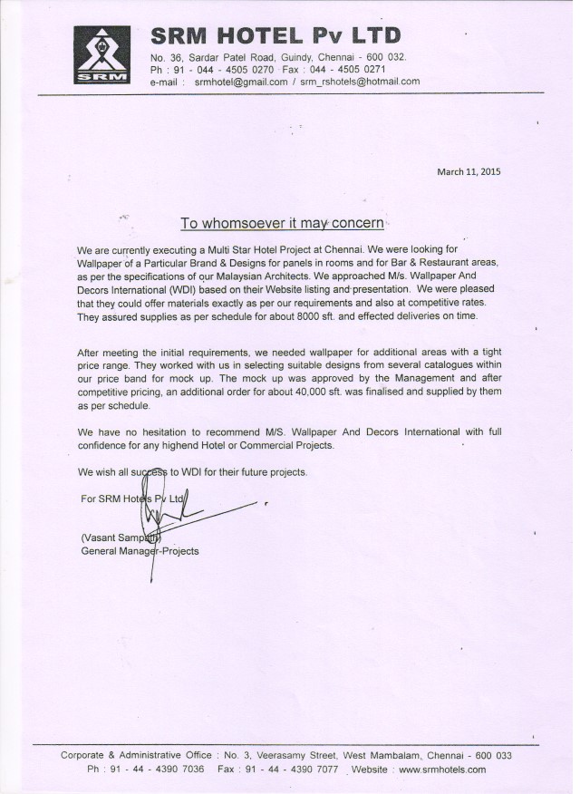 Testimonial From Srm Hotel - Letter - 640x876 Wallpaper - teahub.io