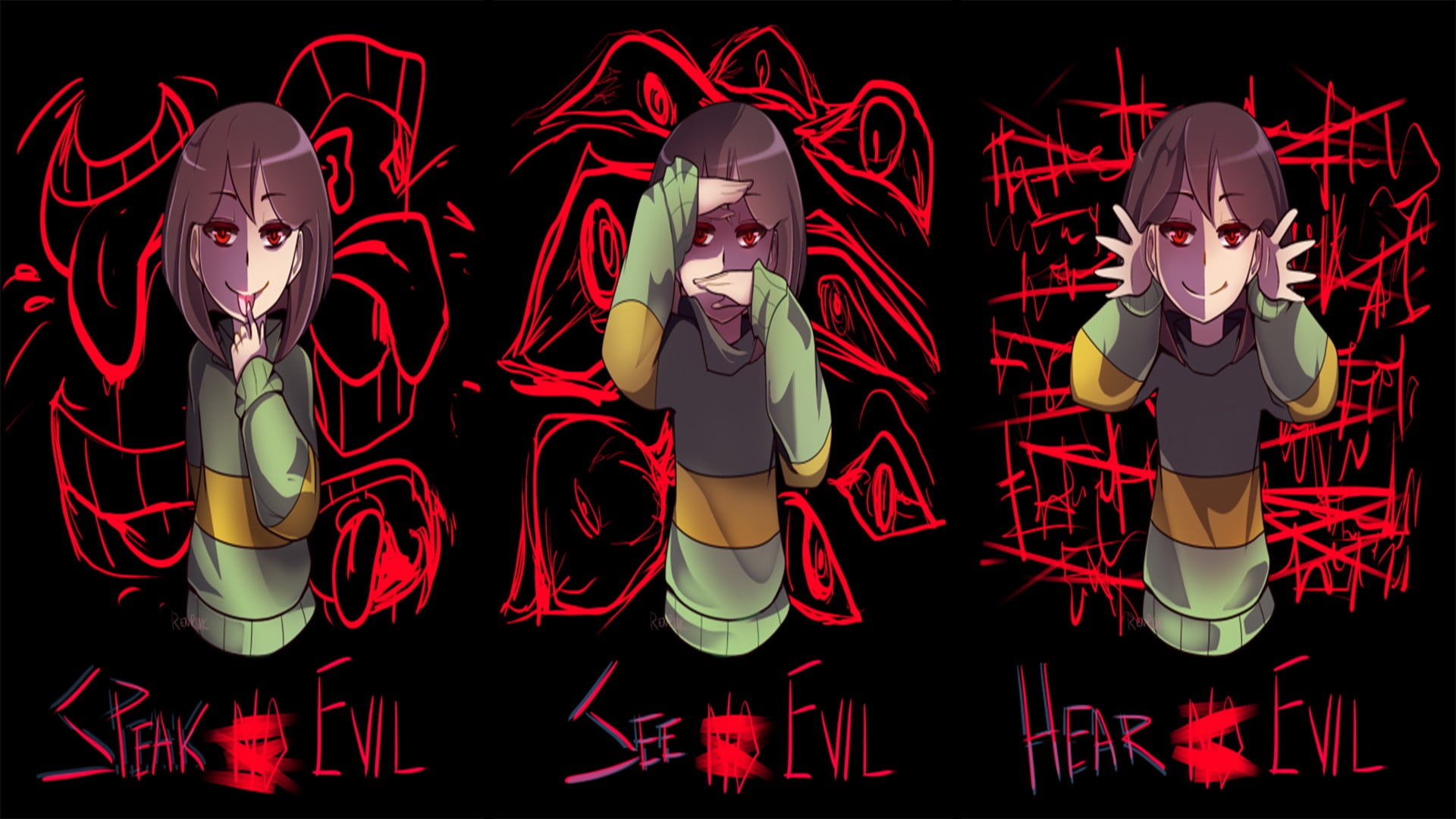 Chara Undertale Black Background - 1920x1080 Wallpaper - teahub.io