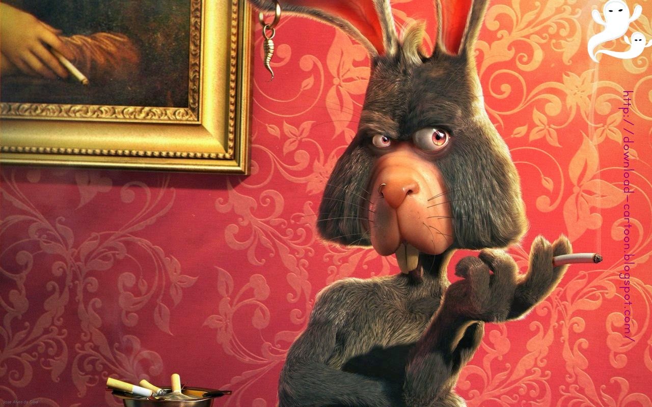 Crazy Rabbit Cartoon During Smoking Poster - Rabbit Jester - 1280x800 ...