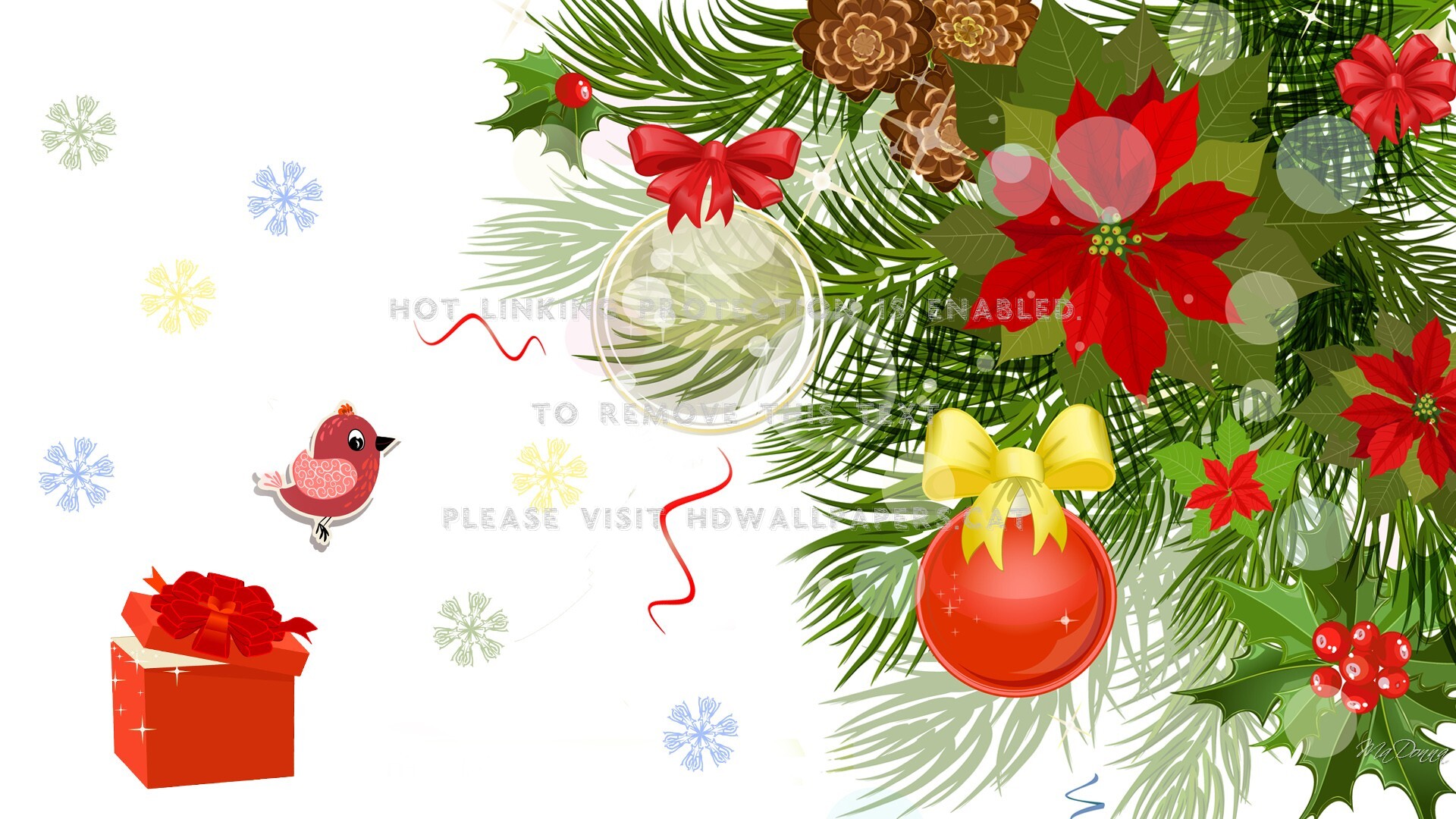 Month Of December Feliz Navidad Bird Bows - Christmas Tree - 1920x1080 ...