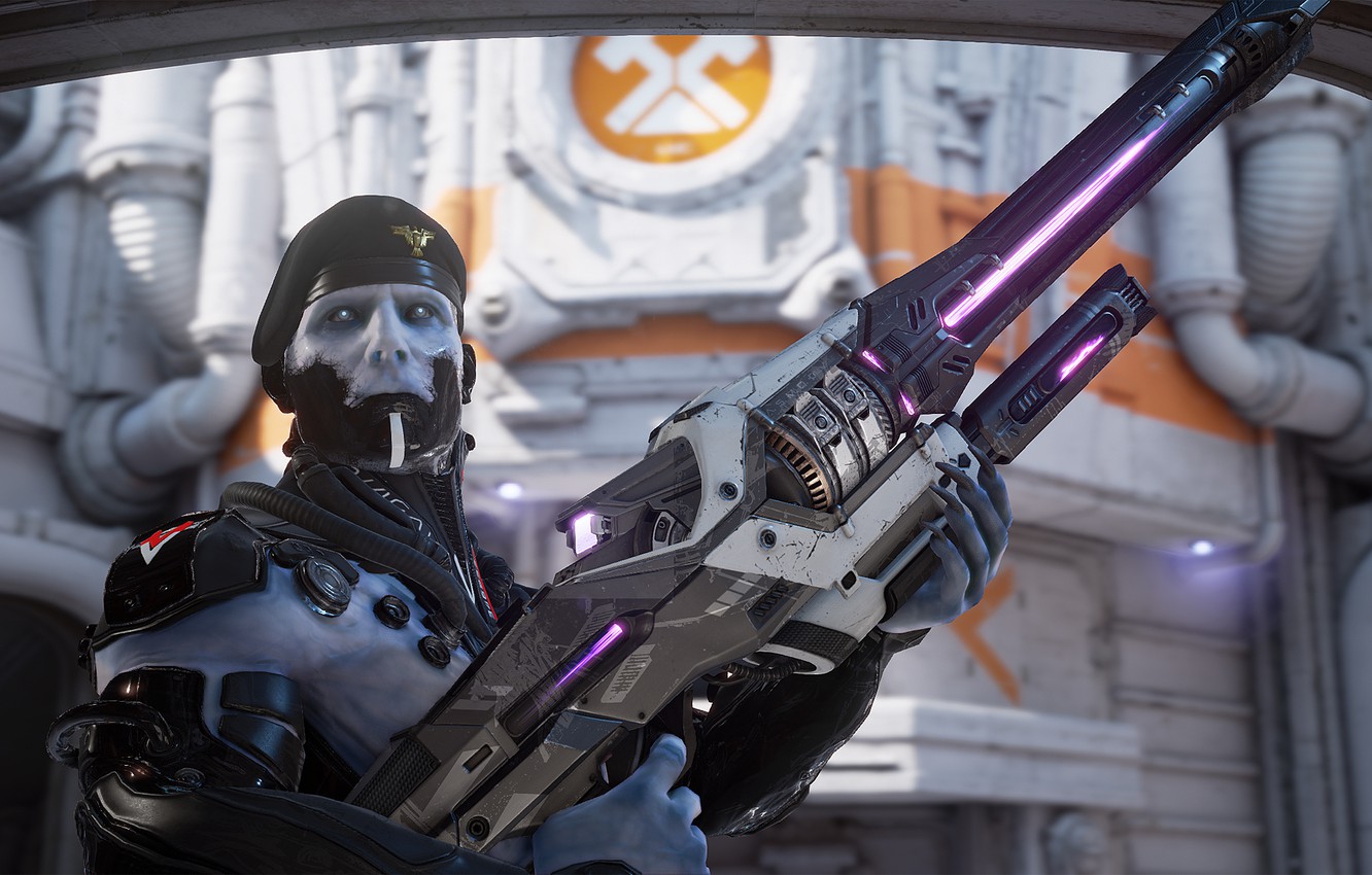 Photo Wallpaper Face, Weapons, Soldiers, Takes, Necris, - Epic Games ...