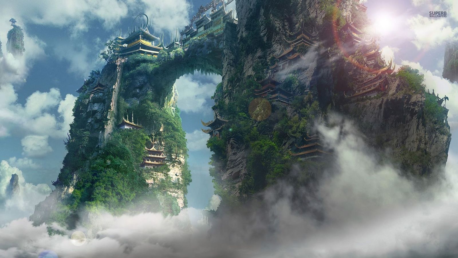 High Cliff Houses - House On A Cliff Fantasy - 1600x900 Wallpaper ...