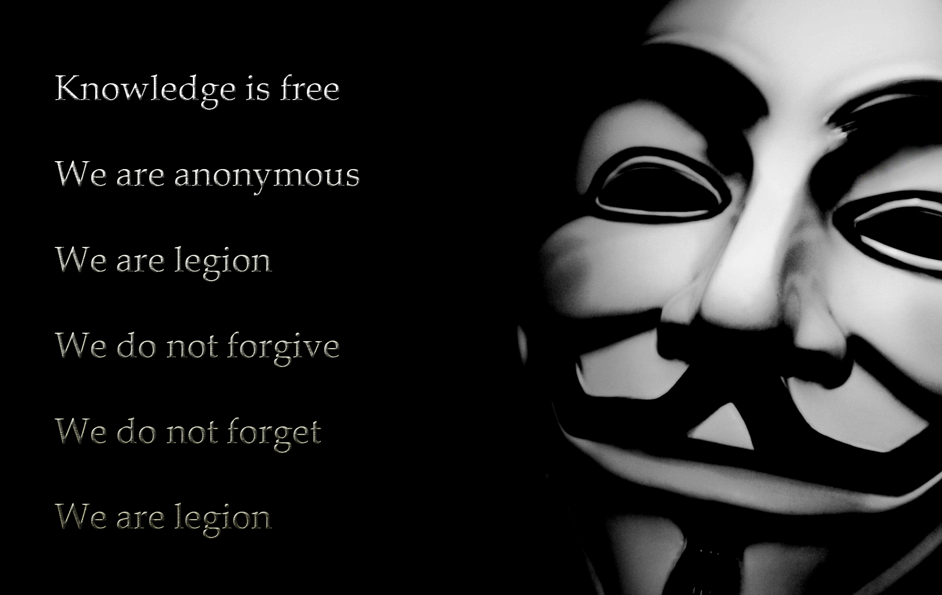 Anonwallpaper - Knowledge Is Free We Are Anonymous We - 1900x1200 ...