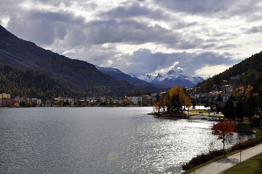 St Moritz Switzerland, Beautiful Lake, Mountain, Water, - 910x604 ...