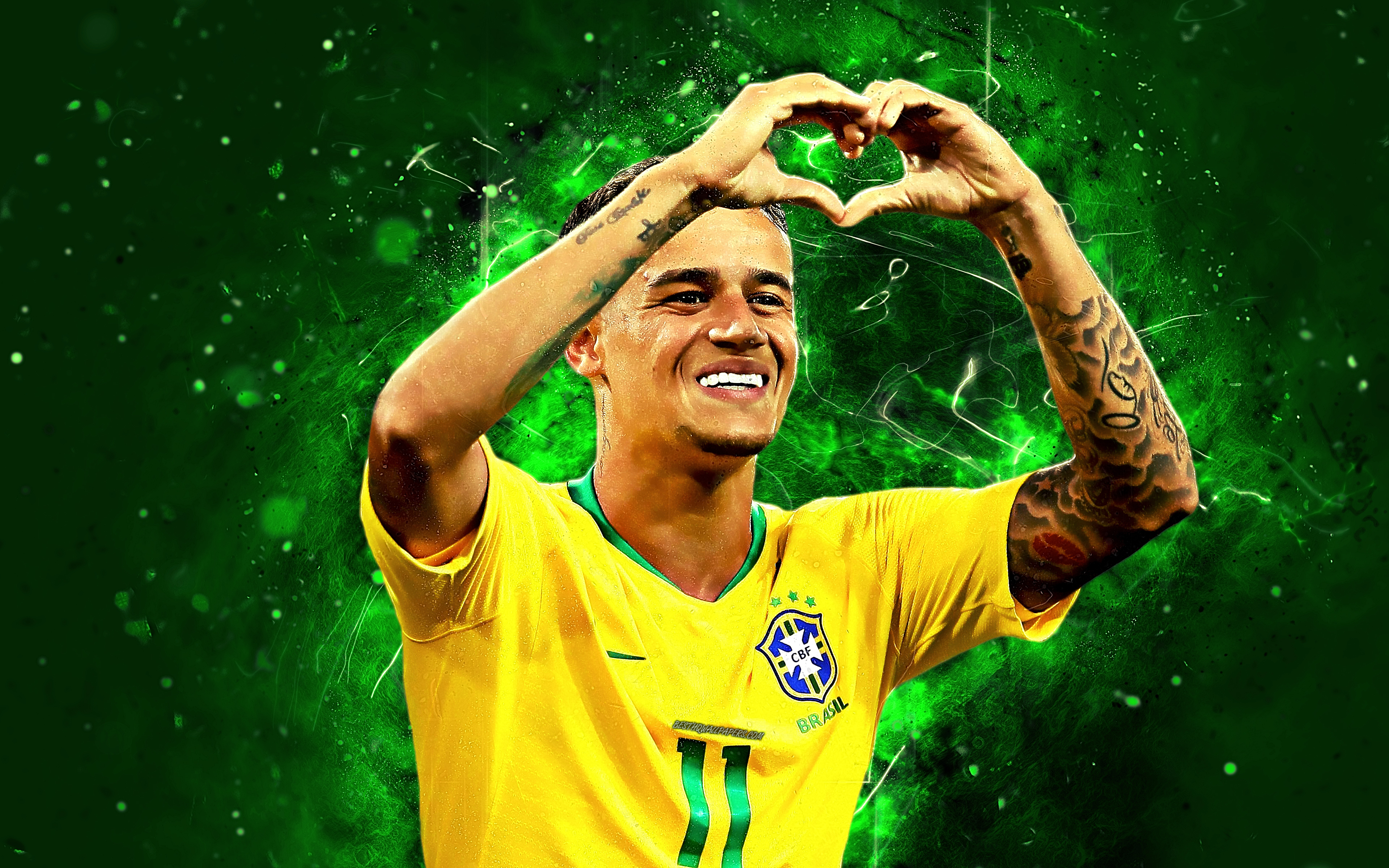 4k, Coutinho, Goal, Abstract Art, Phil Coutinho, Brazil - Coutinho ...