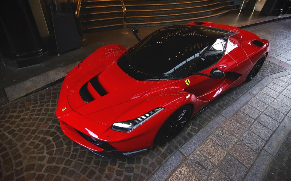 Ferrari Laferrari Red Supercar Top View, Night Wallpaper,ferrari ...