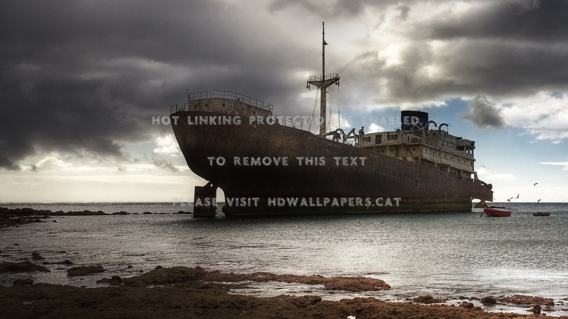Stranded Ghost Ship Beach Wreck Sea Clouds - Shipwreck - 1920x1080 ...