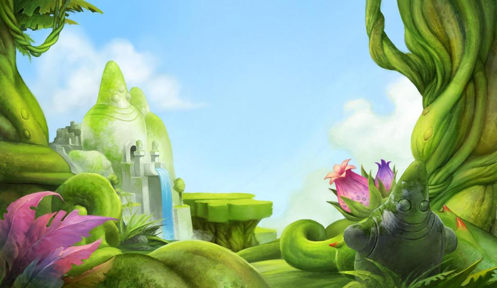 Spineworld, Artwork, Sky, Jungles, Statue, Ruin, Moss, - Spineworld ...